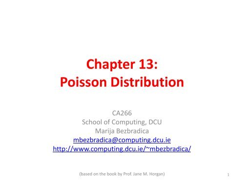 Chapter 13: Poisson Distribution - School of Computing