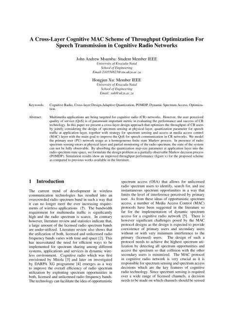 A Cross Layer Cognitive Mac Scheme Of Throughput Optimization For Speech Transmission In Crn