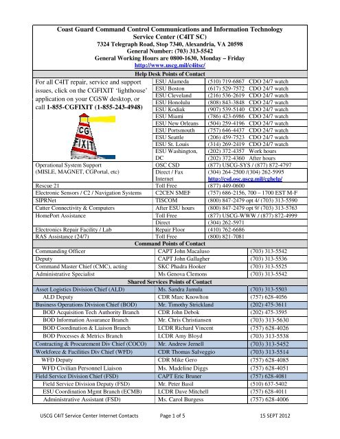 Contact Us - U.S. Coast Guard