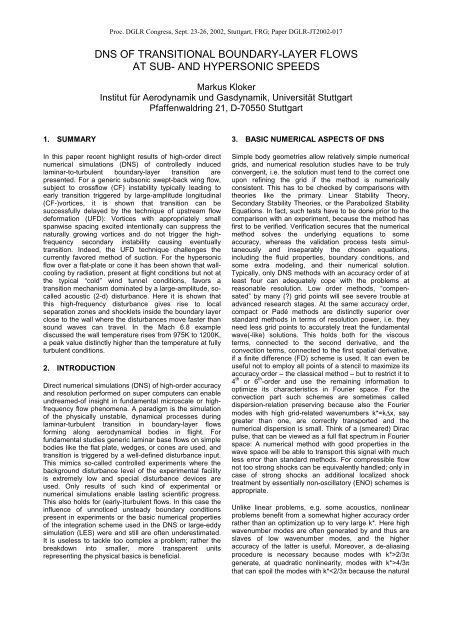 dns of transitional boundary-layer flows at sub- and hypersonic speeds