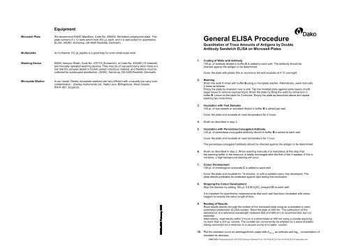 General ELISA Procedure - Dako