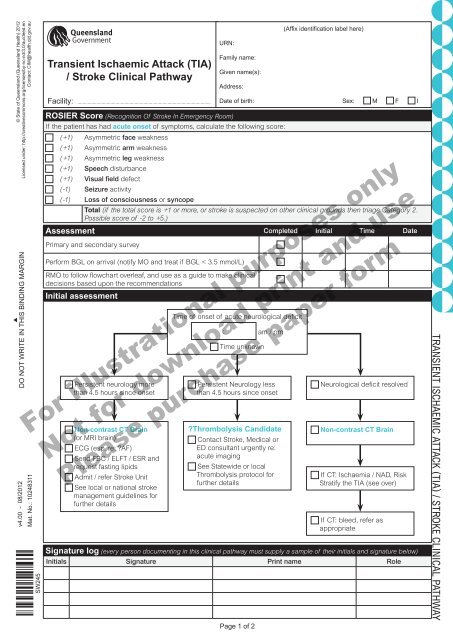 Tia Stroke Clinical Pathway Queensland Health