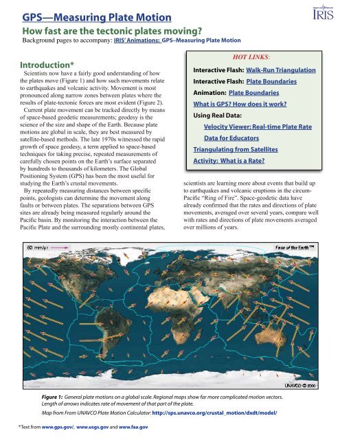 GPS—Measuring Plate Motion - IRIS GPS—Measuring Plate Motion - IRIS