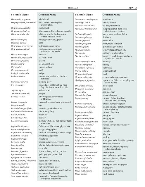 Common And Scientific Plant Names