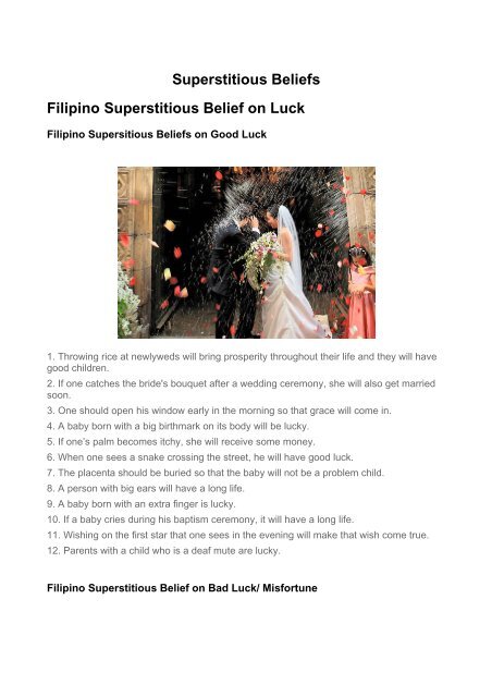 Superstitious Beliefs - Philippine Culture