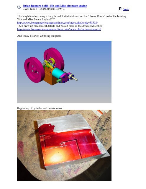 Brian Rupnow build--Hit and Miss air/steam engine « on: June 11 ...