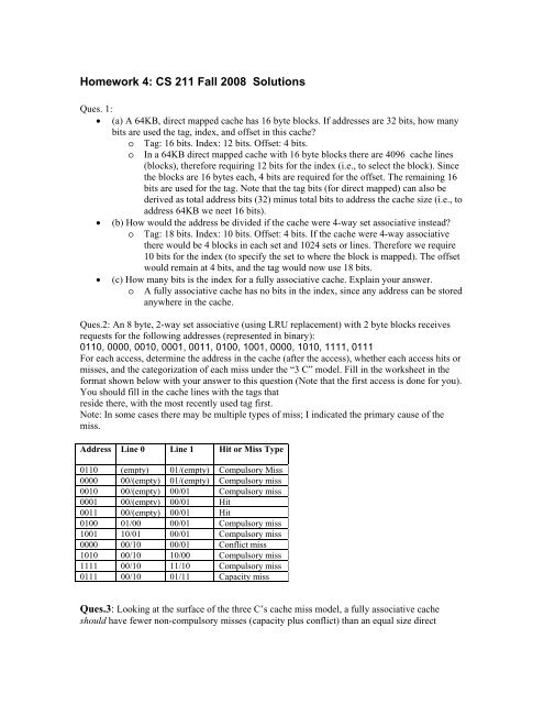 Homework 4: CS 211 Fall 2008 Solutions