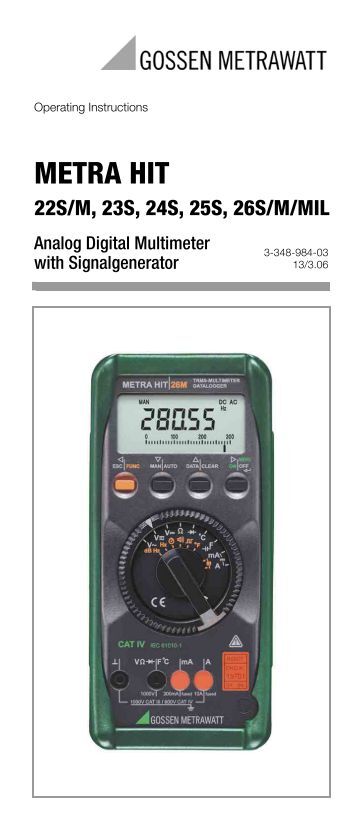 METRA HIT 28S METRA HIT 29S - Gossen Metrawatt