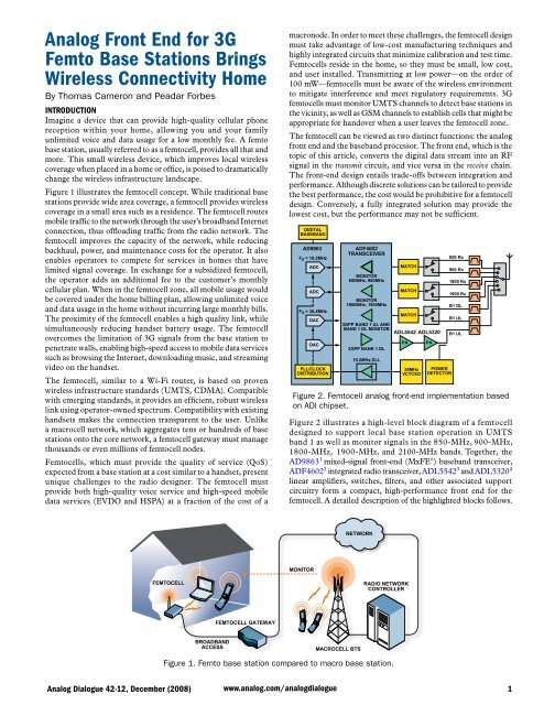 Analog Front End for 3G Femto Base Stations ... - Analog Devices