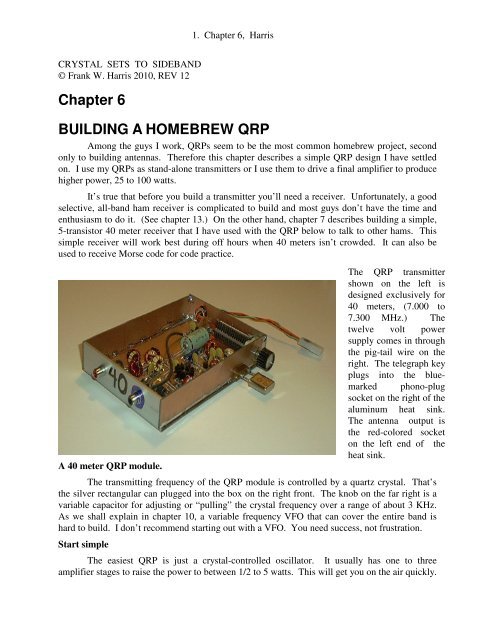 Chapter 6 BUILDING A HOMEBREW QRP - QRP ARCI