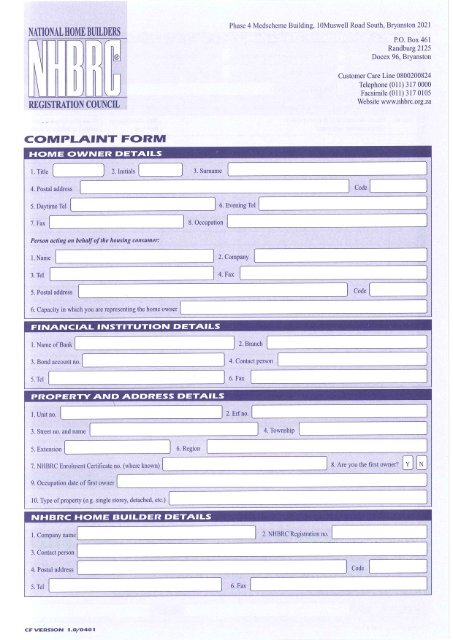 NATIONAL HOME BUILDERS - The NHBRC