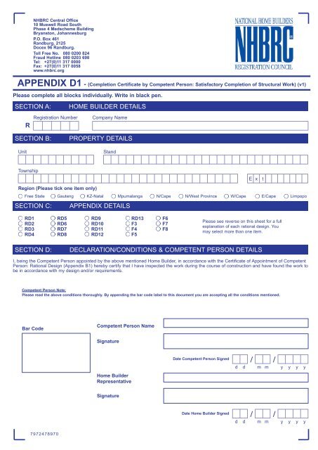 SECTION A: HOME BUILDER DETAILS SECTION B ... - The NHBRC
