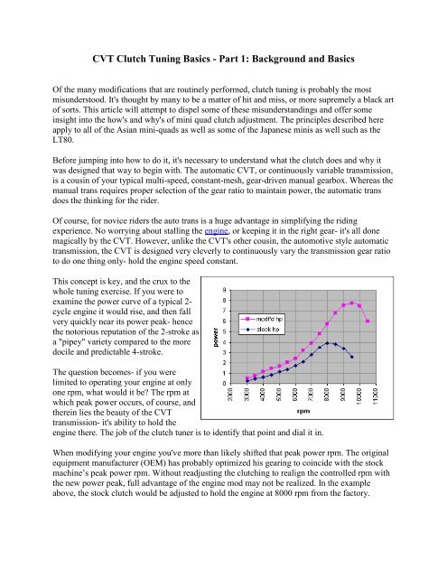 CVT Clutch Tuning Basics - Part 1: Background and ... - Apexatv.com