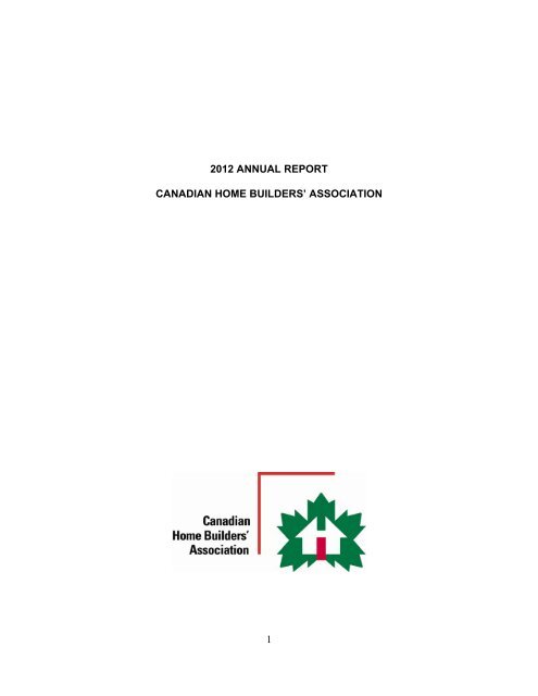 2012 CHBA Annual Report - Canadian Home Builders' Association
