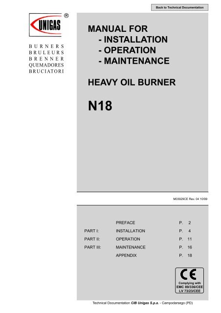 MANUAL FOR - INSTALLATION - OPERATION - MAINTENANCE ...