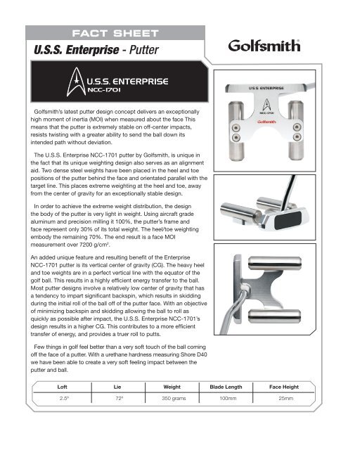 U.S.S. Enterprise - Putter - Golfsmith