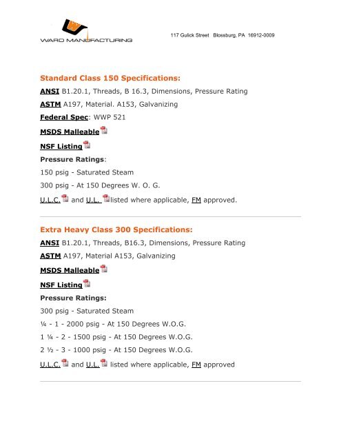 Standard Class 150 Specifications: Extra Heavy Class 300 ... - Viking