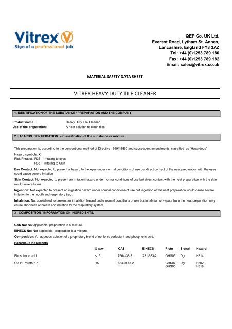 VITREX HEAVY DUTY TILE CLEANER