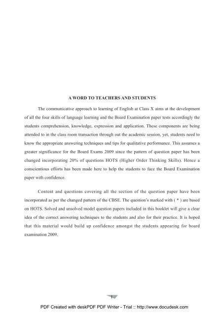 1 A WORD TO TEACHERS AND STUDENTS The ... - ZIET Mysore