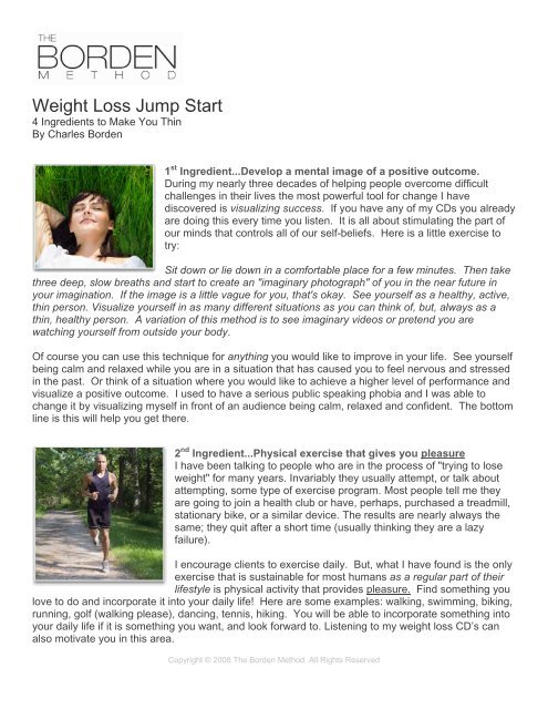 Weight Loss Jump Start - The Borden Method