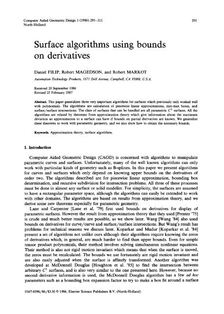 Surface Algorithms Using Bounds On Derivatives