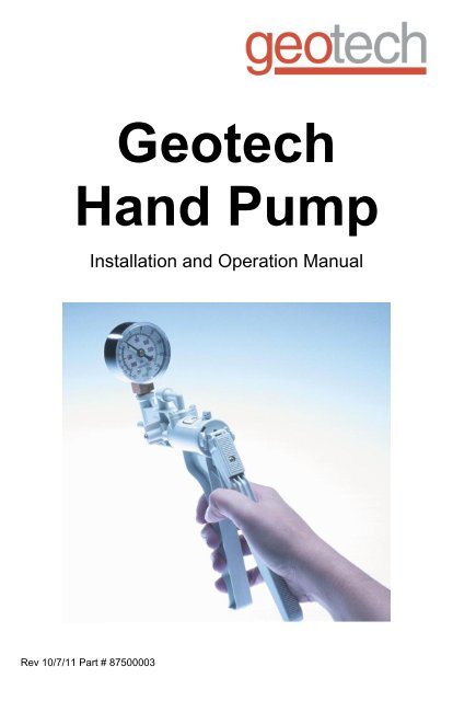 Geotech Hand Pump Installation and Operation Manual