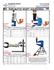PNEUMATIC RIVET SQUEEZERS - Hanson Rivet
