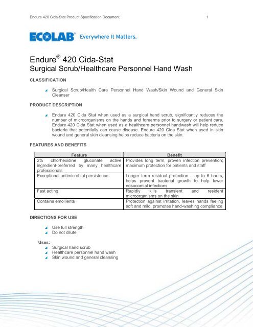 Endure 420 Cida-Stat - Ecolab Health