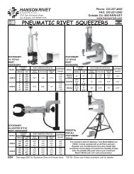 PNEUMATIC RIVET SQUEEZERS - Hanson Rivet