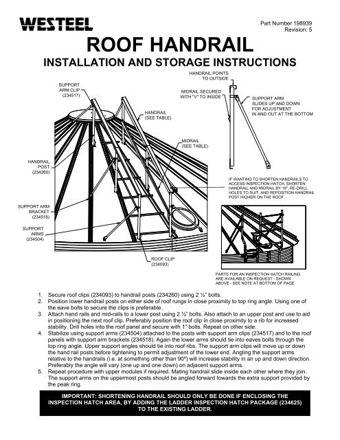 198939 Roof Handrail INSTALLATION INSTRUCTIONS.pdf - Westeel