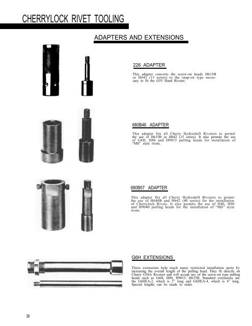 CHERRYLOCK RIVET TOOLING