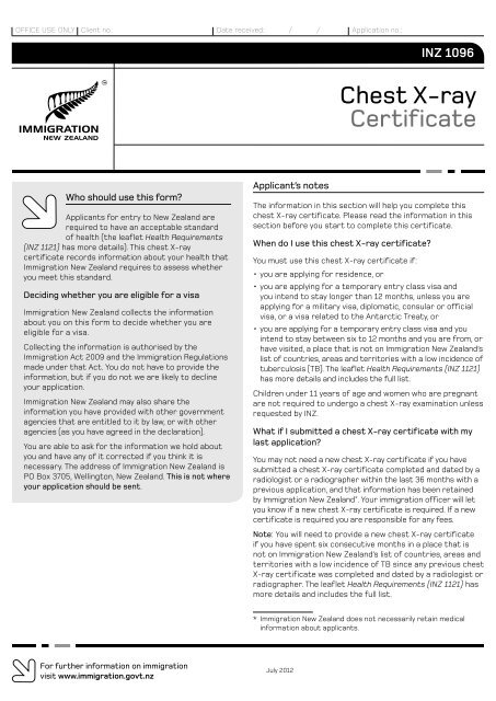 INZ 1096 - Immigration New Zealand