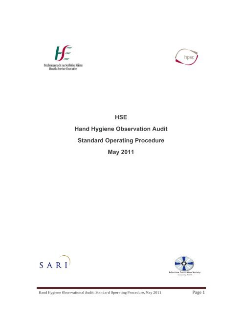 Hand Hygiene Observation Audit Standard Operating Procedure May Hand Hygiene Observation Audit Standard Operating Procedure May
