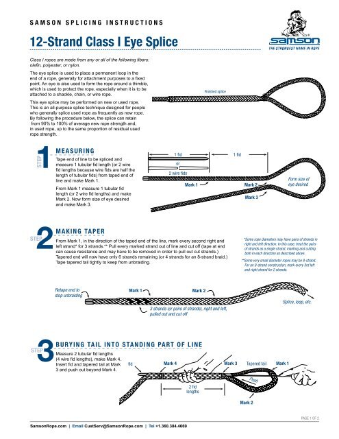 12-Strand Class I Eye Splice - Samson Rope