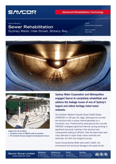 Sydney Water SWOOS Project Sewer Lining and Coating ... - SAVCOR