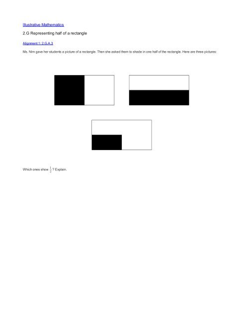 Illustrative Mathematics 2.G Representing half of a rectangle