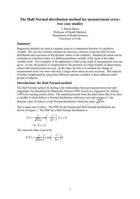 The Half-Normal distribution method for measurement error: two ...