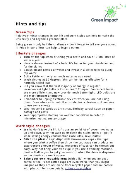 Hints and tips for easy practical actions - Pdf