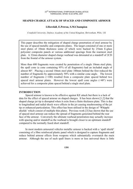 Shaped Charge Attack of Spaced and Composite Armour