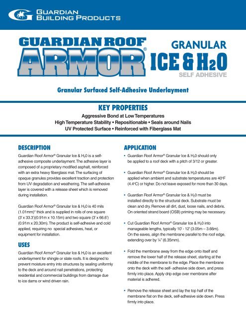 Guardian Roof Armor Granular Ice and Water Spec