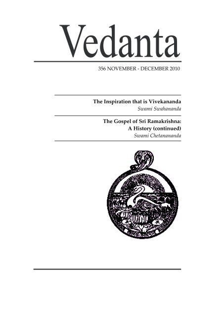 The Inspiration that is Vivekananda Swami Swahananda The ...