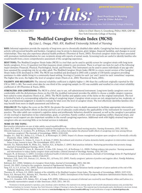 The Modified Caregiver Strain Index (MCSI)