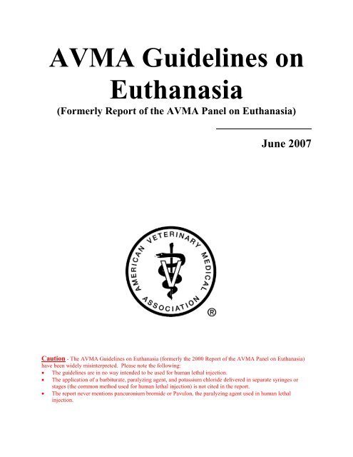 AVMA Guidelines on Euthanasia - Aaalac
