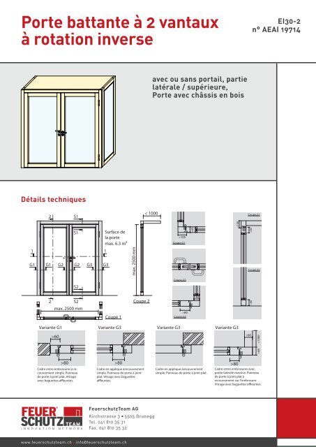 Porte battante à 2 vantaux à rotation inverse - Norba