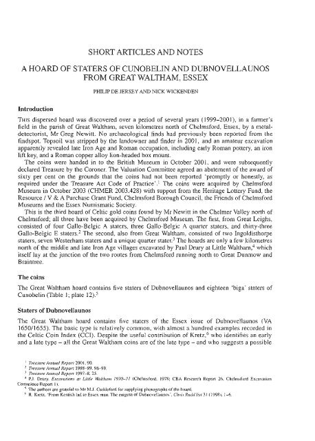 Short Articles and Notes - British Numismatic Society