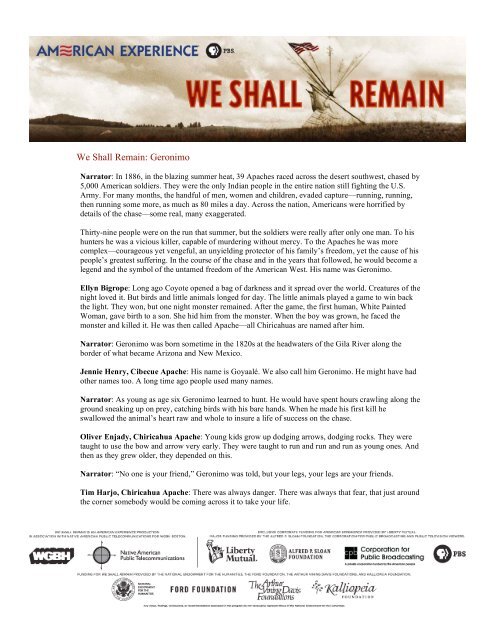 We Shall Remain: Geronimo - PBS