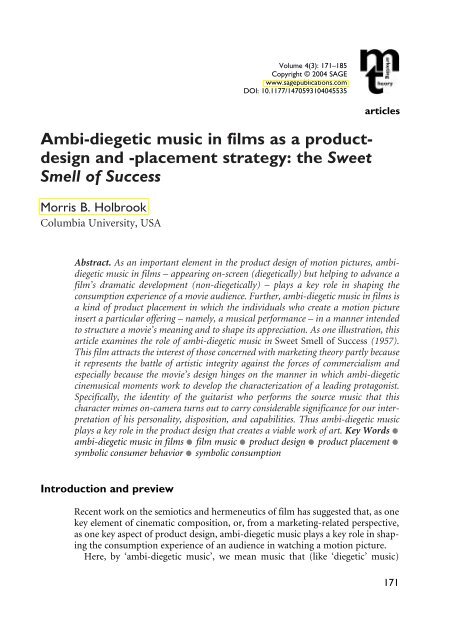Ambi-diegetic music in films as a product- design and -placement ...