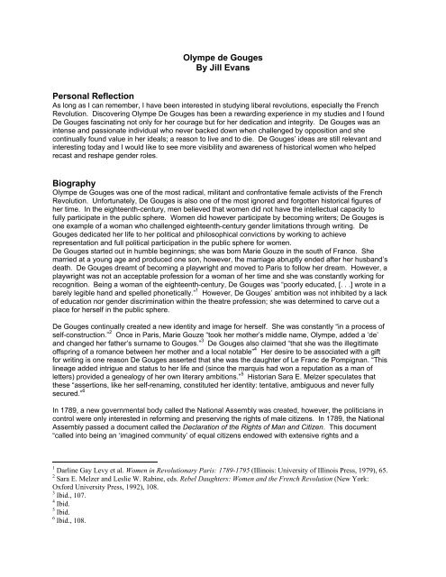 Olympe De Gouges Declaration Of The Rights Of Women