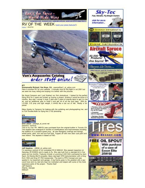 RV OF THE WEEK (want your plane featured?) #77 Emmanuelle ...