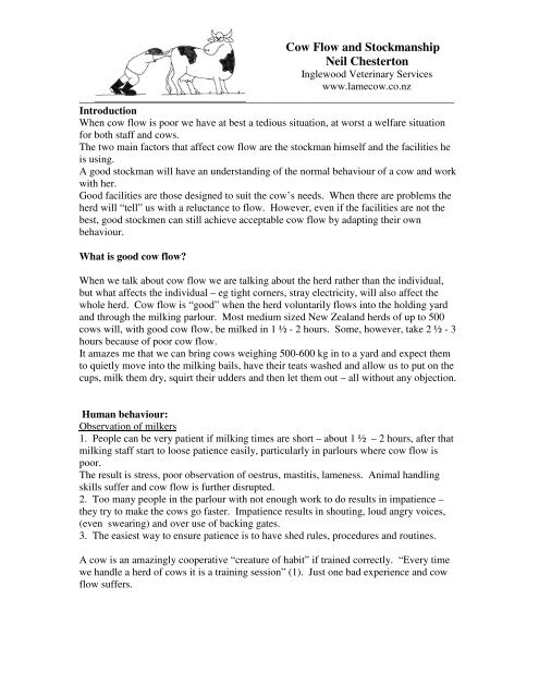 Cow Flow and Stockmanship Neil Chesterton - Lame cows